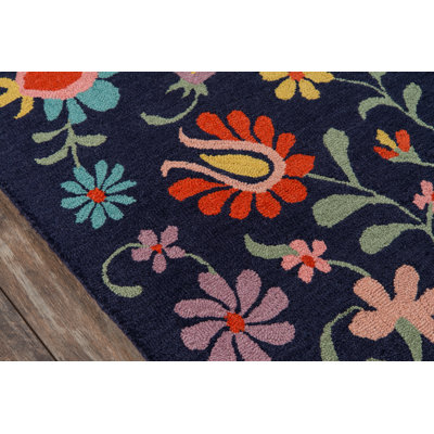 Lark Manor Annechien Handmade Wool Navy Rug & Reviews | Wayfair