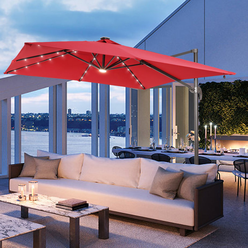 Arlmont & Co. Ruach 10x8' Rectangular Lighted Cantilever Umbrella | Wayfair