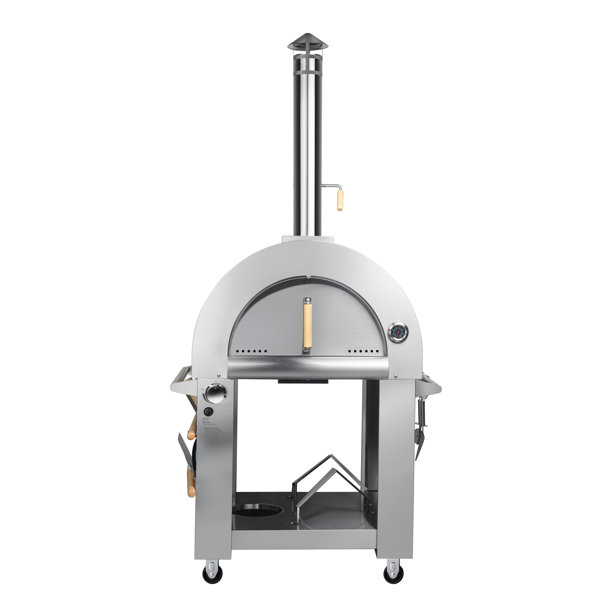 KoolMore 32 in. Outdoor Gas and Wood Fired Pizza Oven in Stainless ...