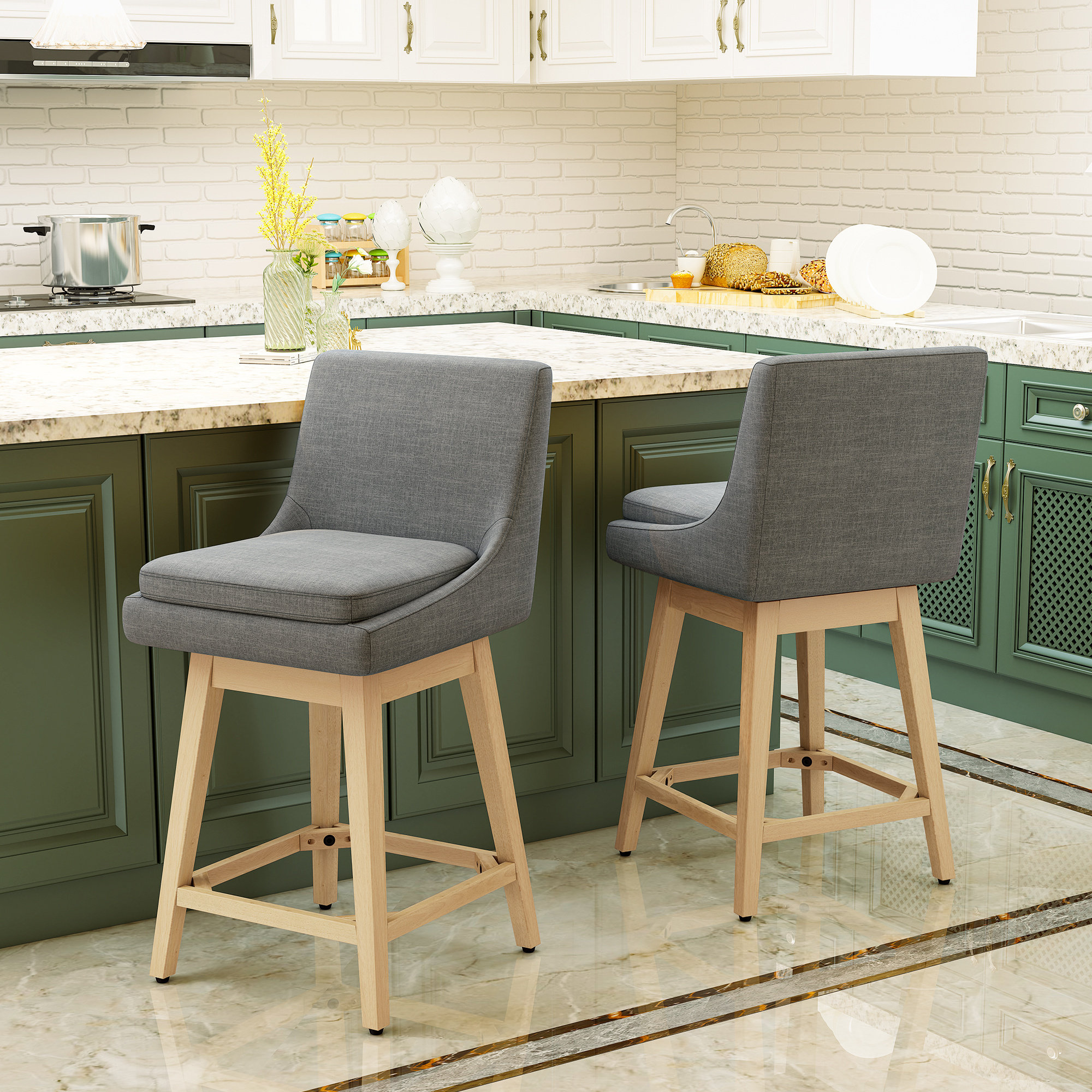 Corrigan Studio® Counter Height Swivel Bar Stools With Back ...