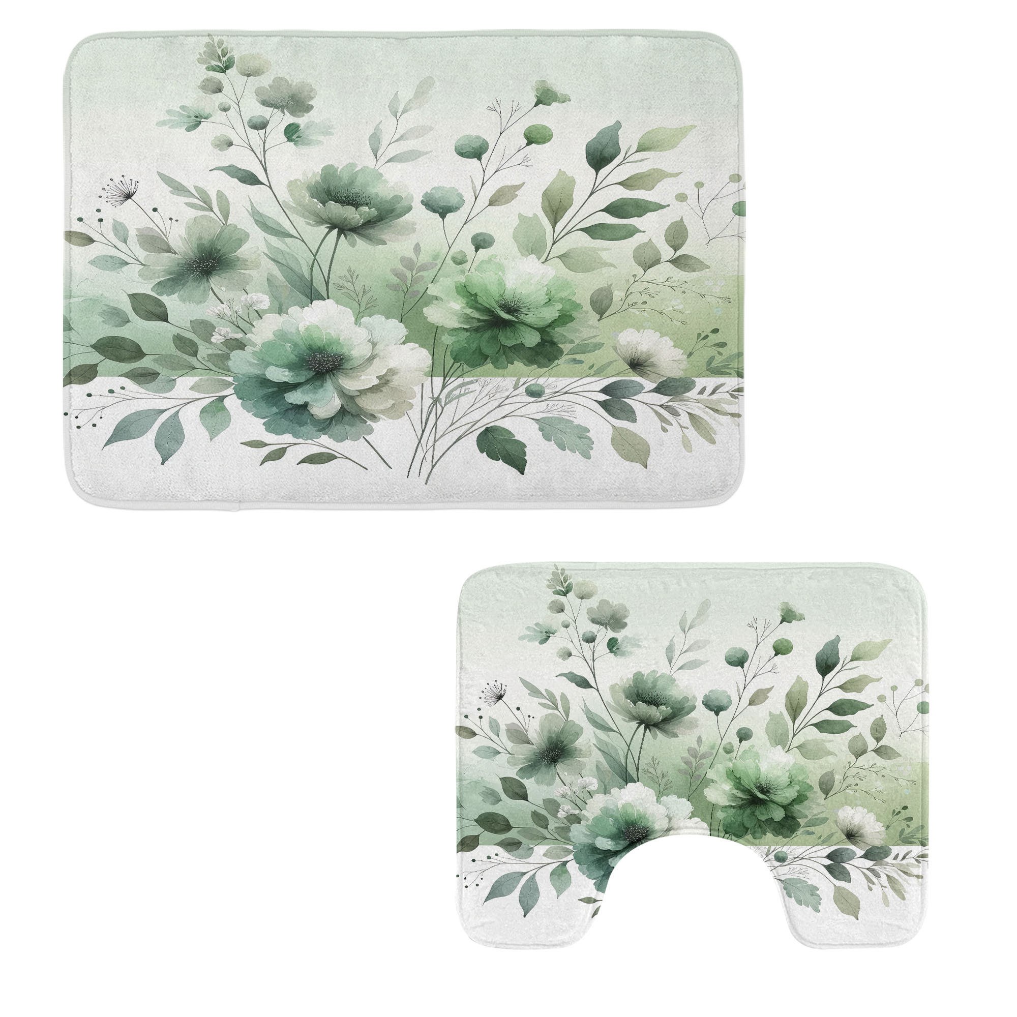 East Urban Home Sage Green Bathroom Rug Set 2 Pieces Rectangle ...