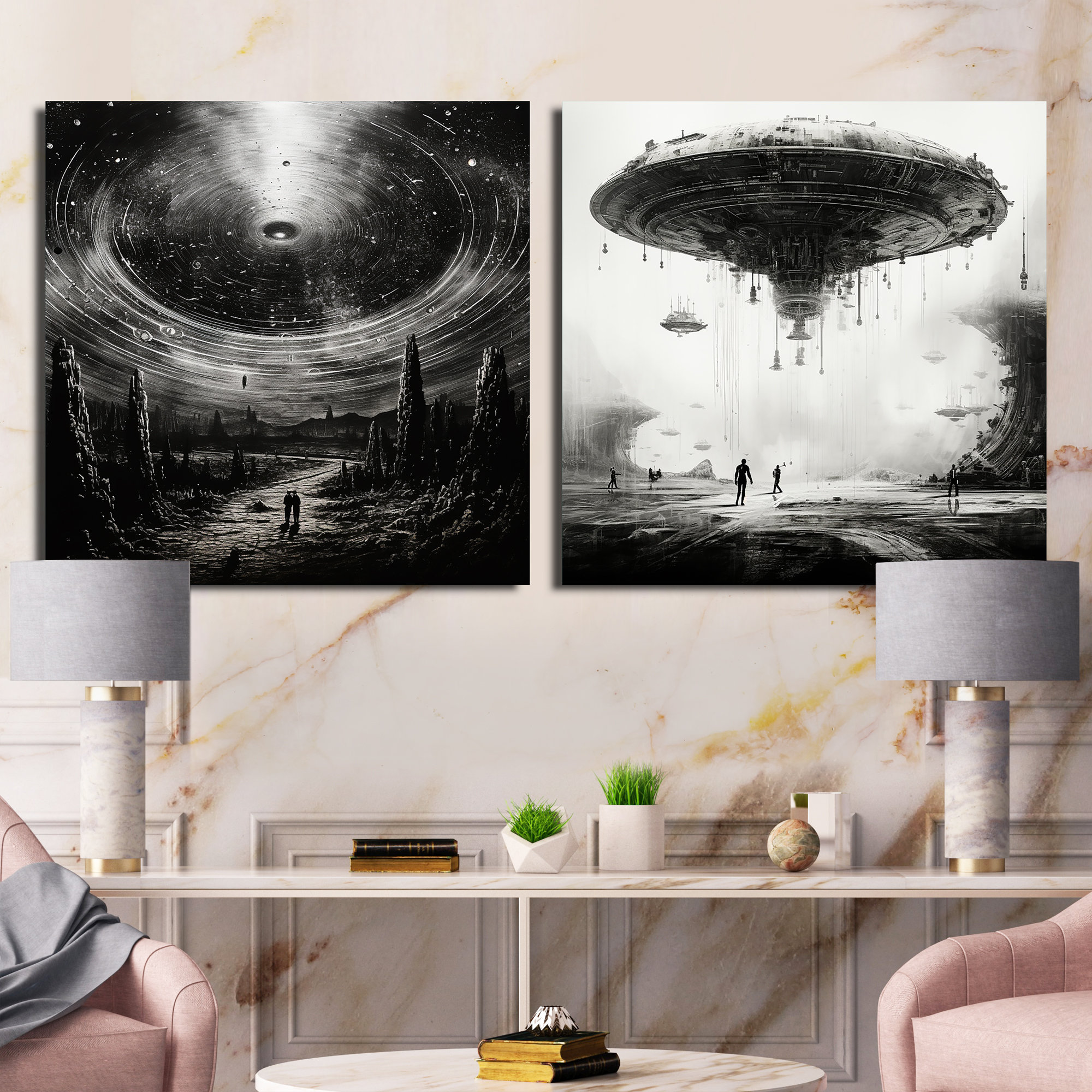 Winston Porter Minimalism Sci Fi Ufo - Fantasy & Sci-Fi Square Collage ...