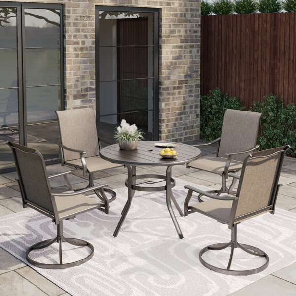 Alphamarts 5pcs Round Outdoor Patio Dining Set Table With Swivel Chairs ...