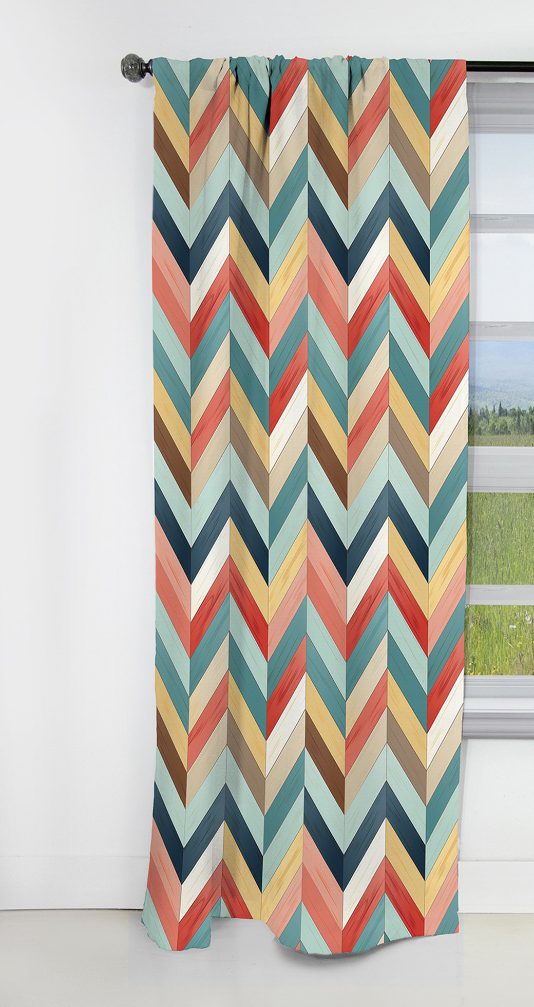Design Art Farmhouse Wood Board Chevron I - Chevron Curtain - Blackout ...