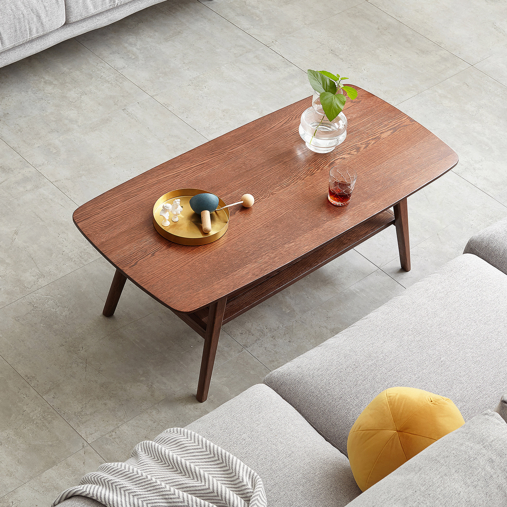 Latitude Run® Center Table Low Table 100% Solid Oak Wood Top Width 100 ...