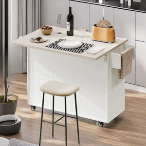 Red Barrel Studio® Alaijah Rolling Kitchen Cart with Manufactured Wood ...