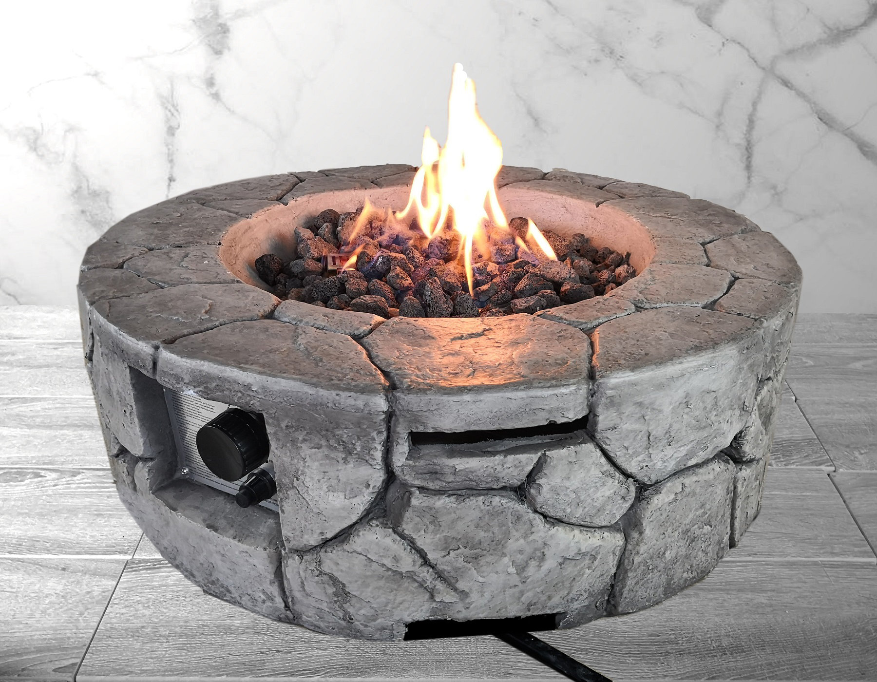 Millwood Pines Halia 9" H x 28" W Concrete Propane Outdoor Fire Pit ...