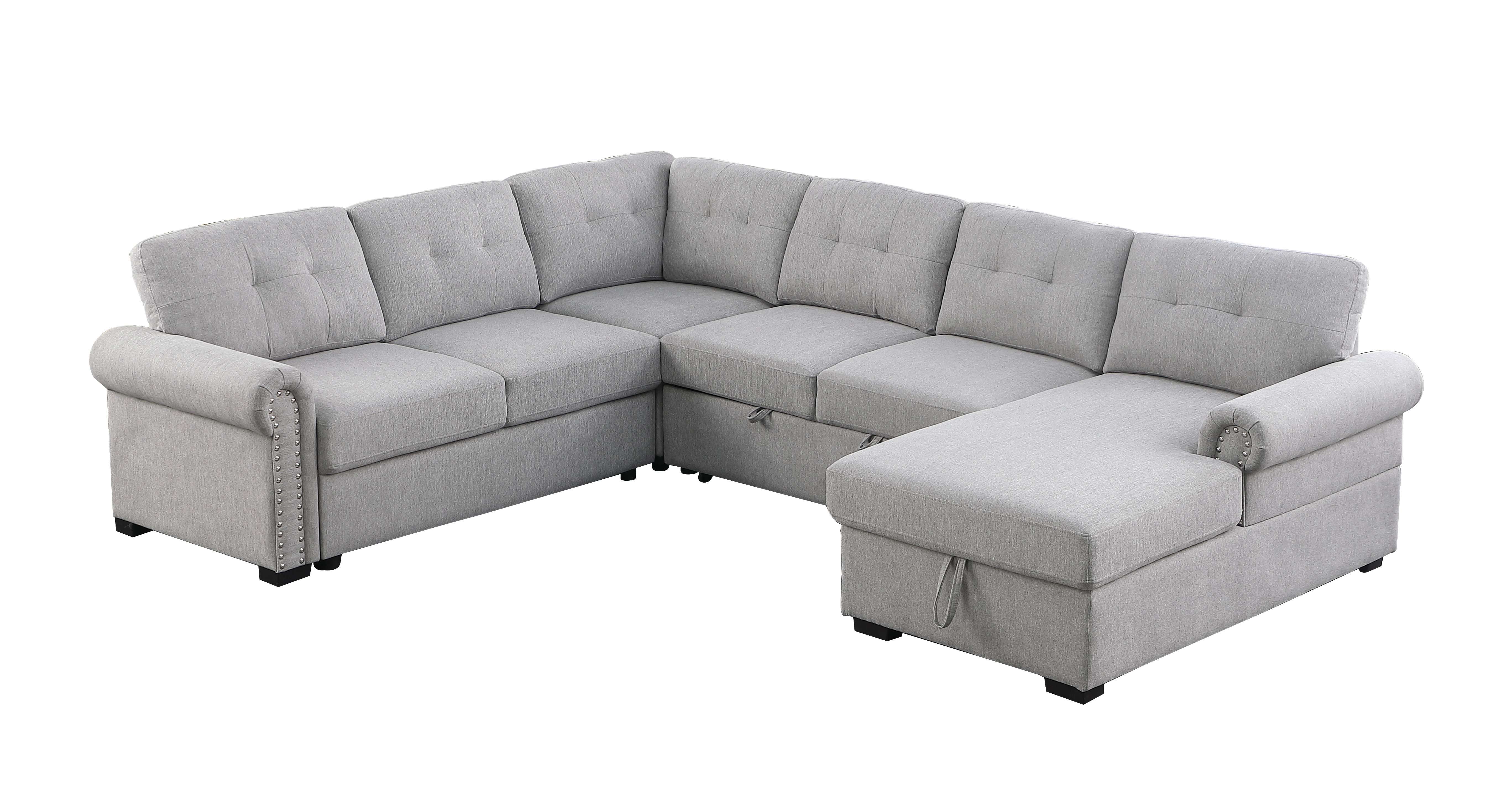 Alcott Hill® Upholstered U-Shape Sectional Sleeper Couch With Tufted ...