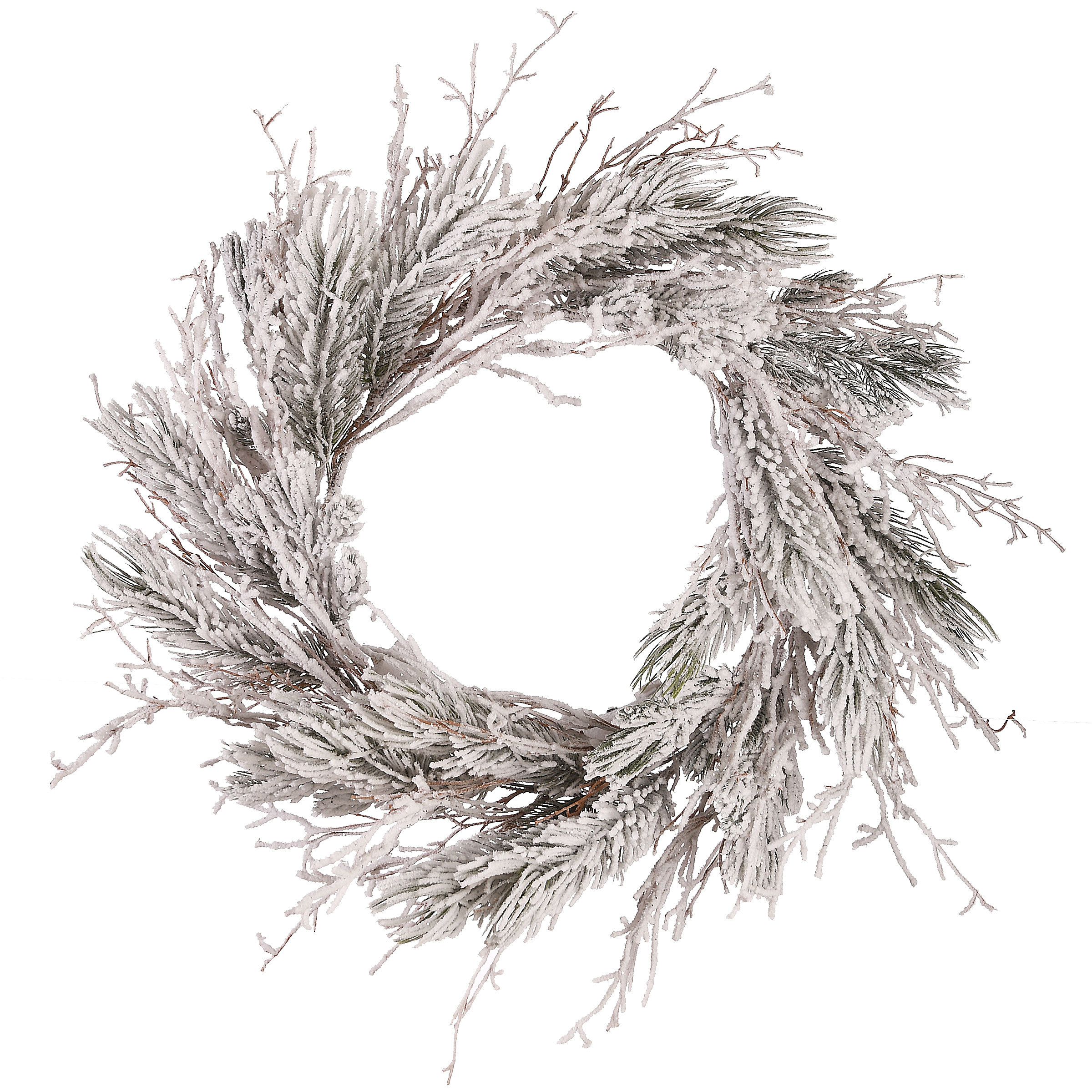 The Holiday Aisle® 24" Pre-Lit Snowy Twig Wreath | Wayfair