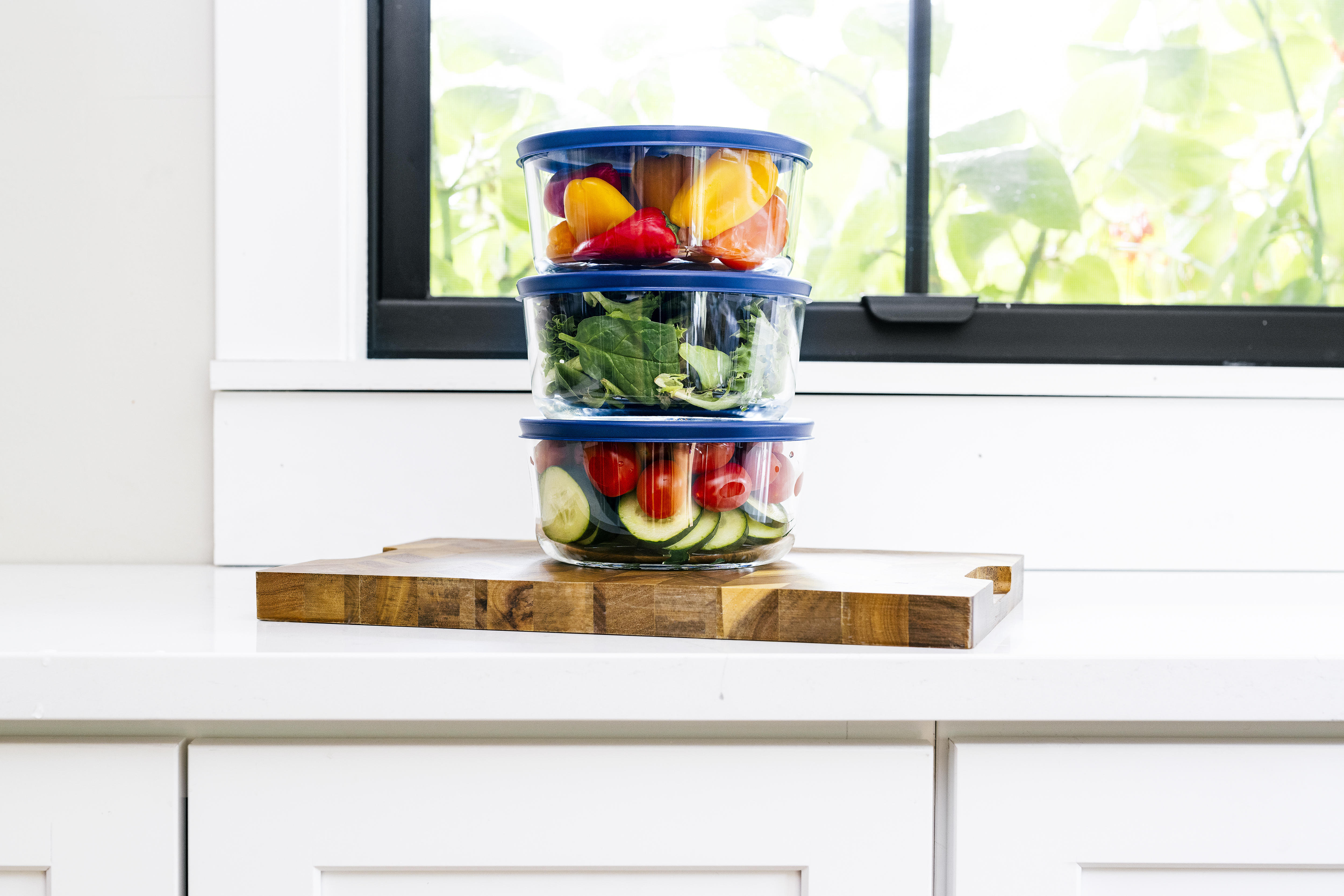 Prep & Savour Kitchen Storage Glass Food Containers 6 Piece (4 Cup / 32 ...