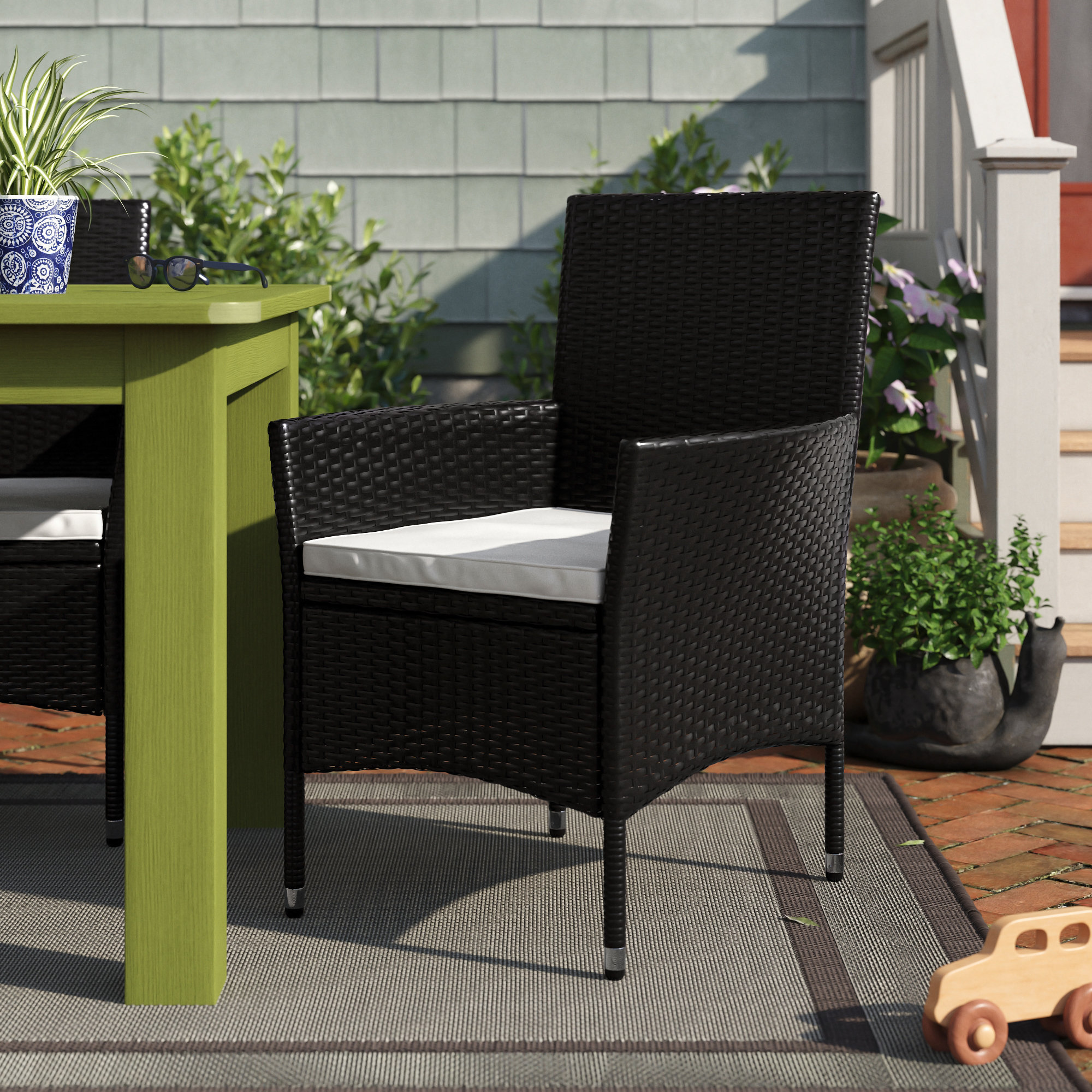Andover Mills Edson Patio Dining Armchair with Cushion & Reviews ...