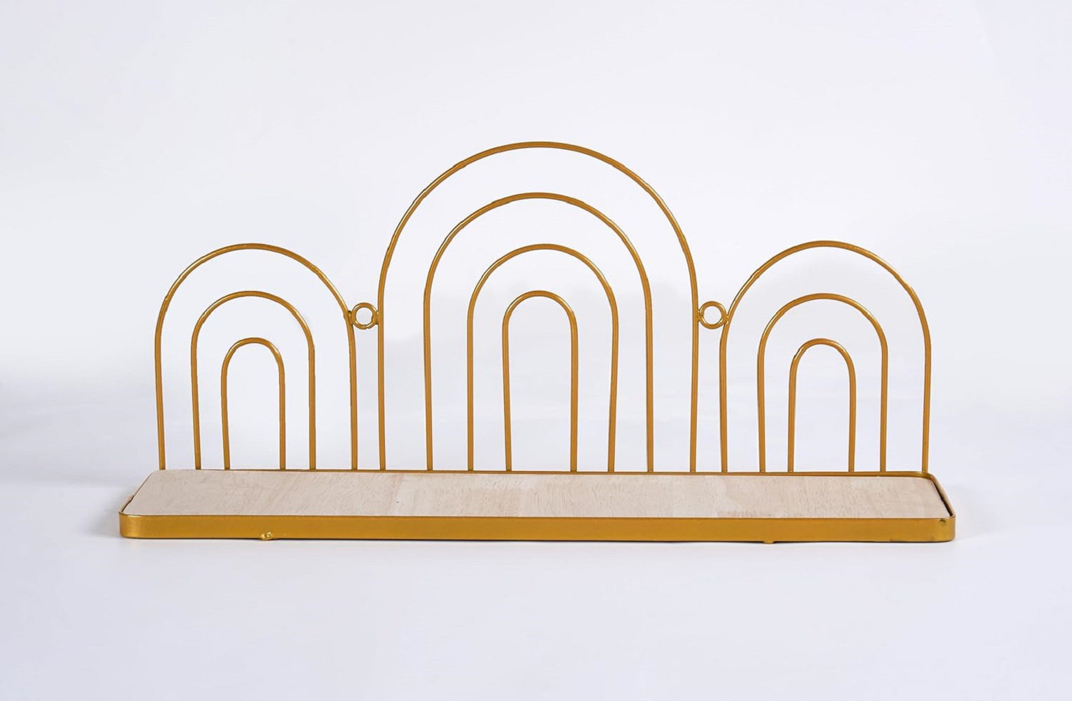 Dakota Fields Gold Iron Scallop Shelf, Modern Decorative Floating Wall ...