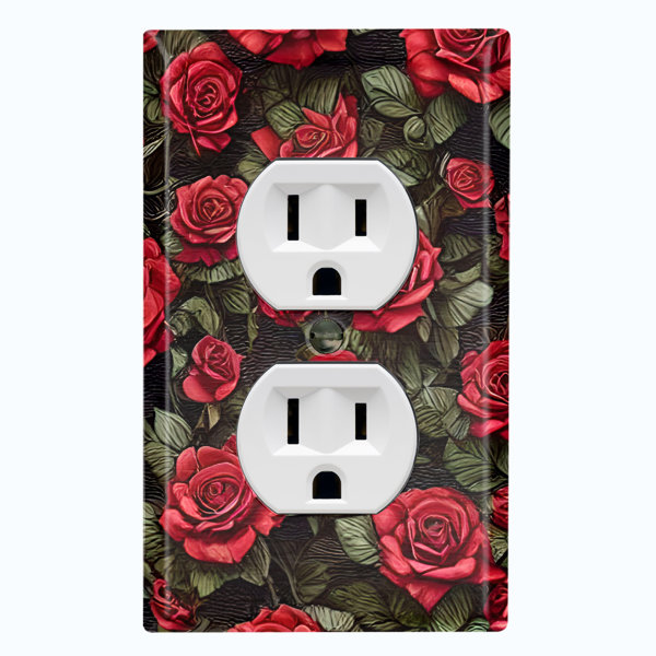 WorldAcc Red Roses Love Flower Nature Themed 1 - Gang Duplex Outlet ...