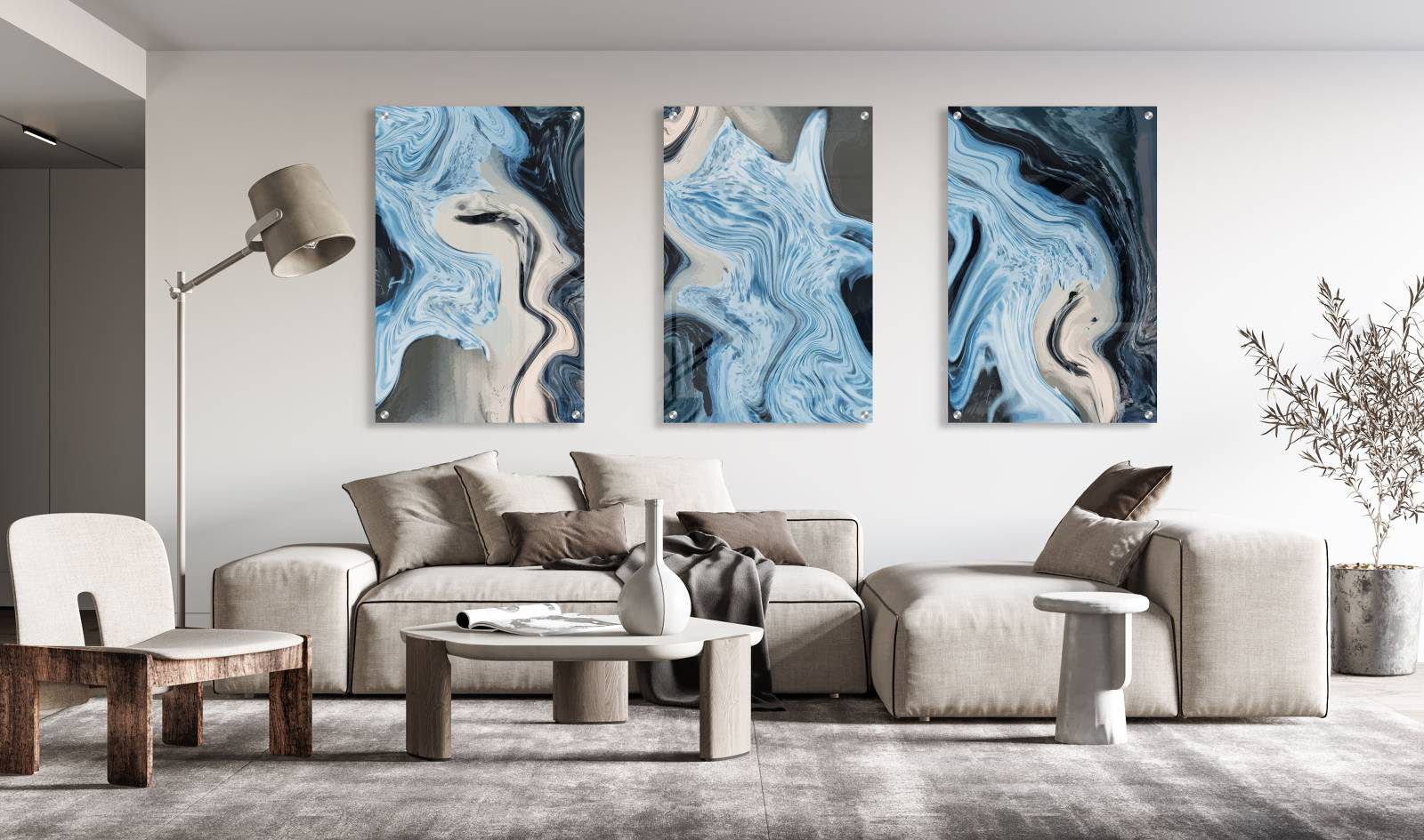 UniQstiQ Ocean Colours Set of 3 Prints Modern Wall Art Modern Artwork ...