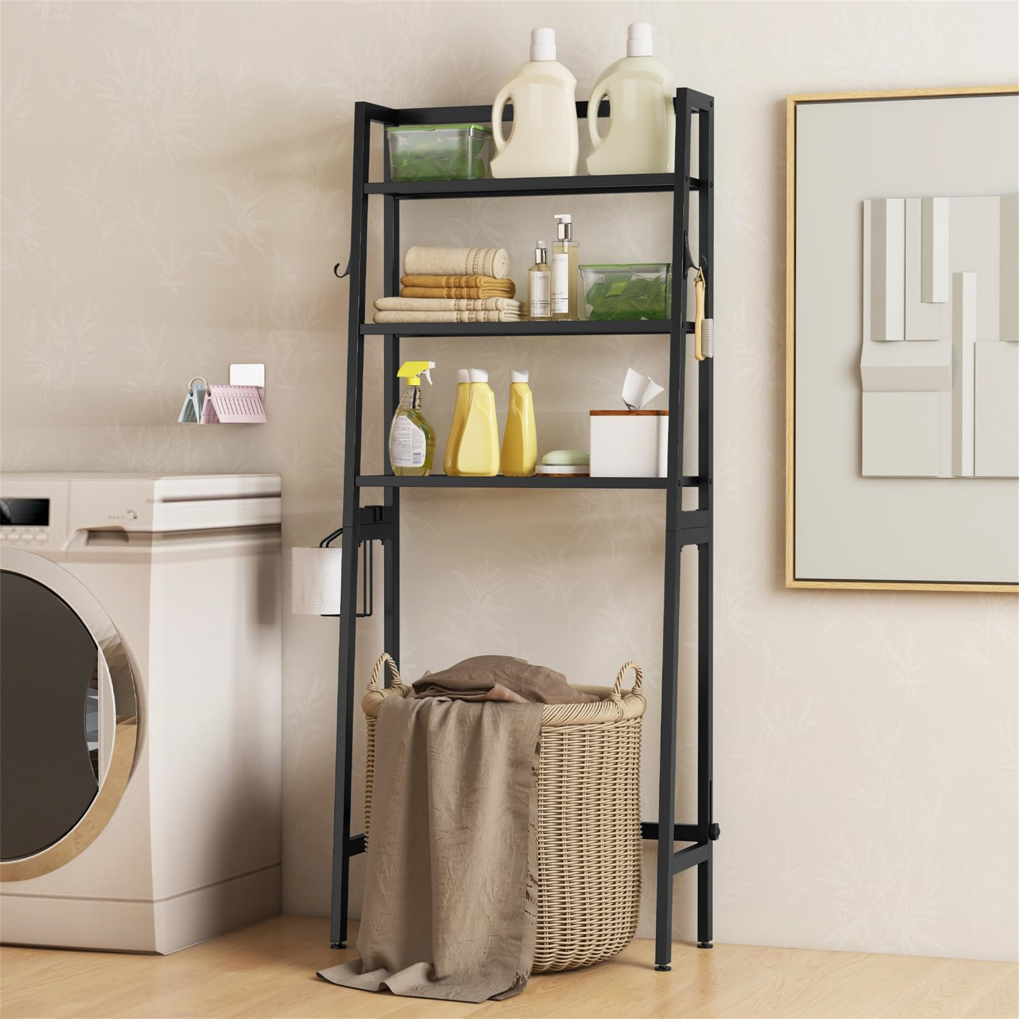 Latitude Run® Over The Toilet Storage Rack - 3 Tier Free Standing Over The Toilet Storage Rack ...