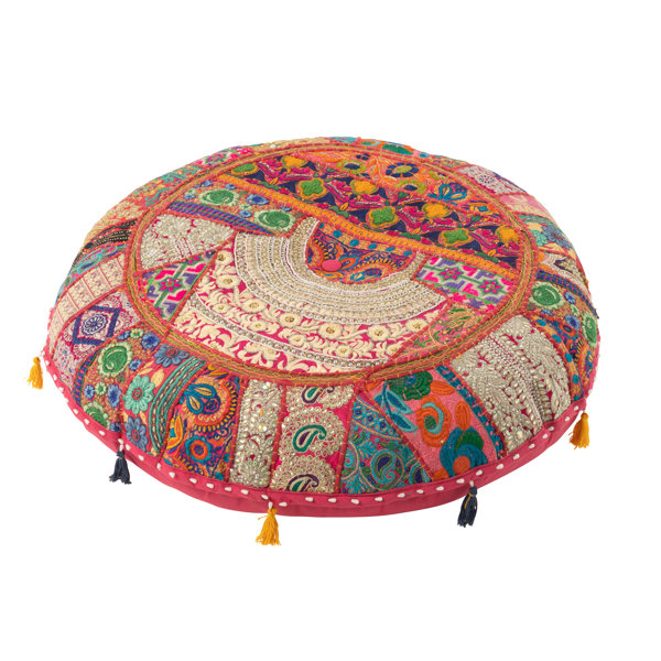 J-Line Spring / Summer 2024 80cm Wide Round Floral Pouffe Ottoman ...
