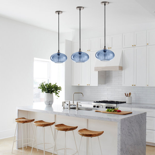 Beachcrest Home™ Margery 1 - Light 9.84 inch Blue Glass Shade Single ...