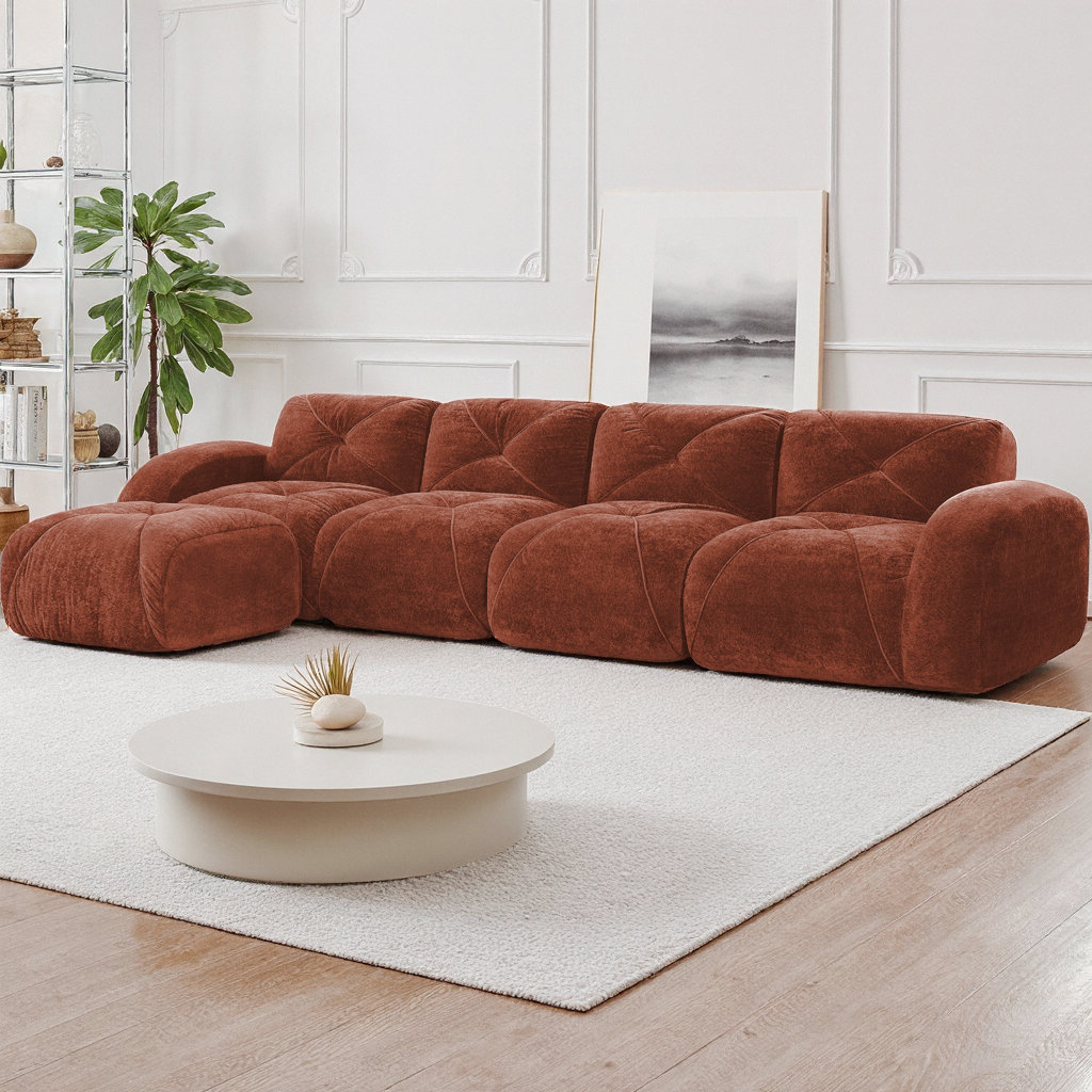 Latitude Run® L-Shaped Modular Sectional Sofa with Movable Ottoman ...