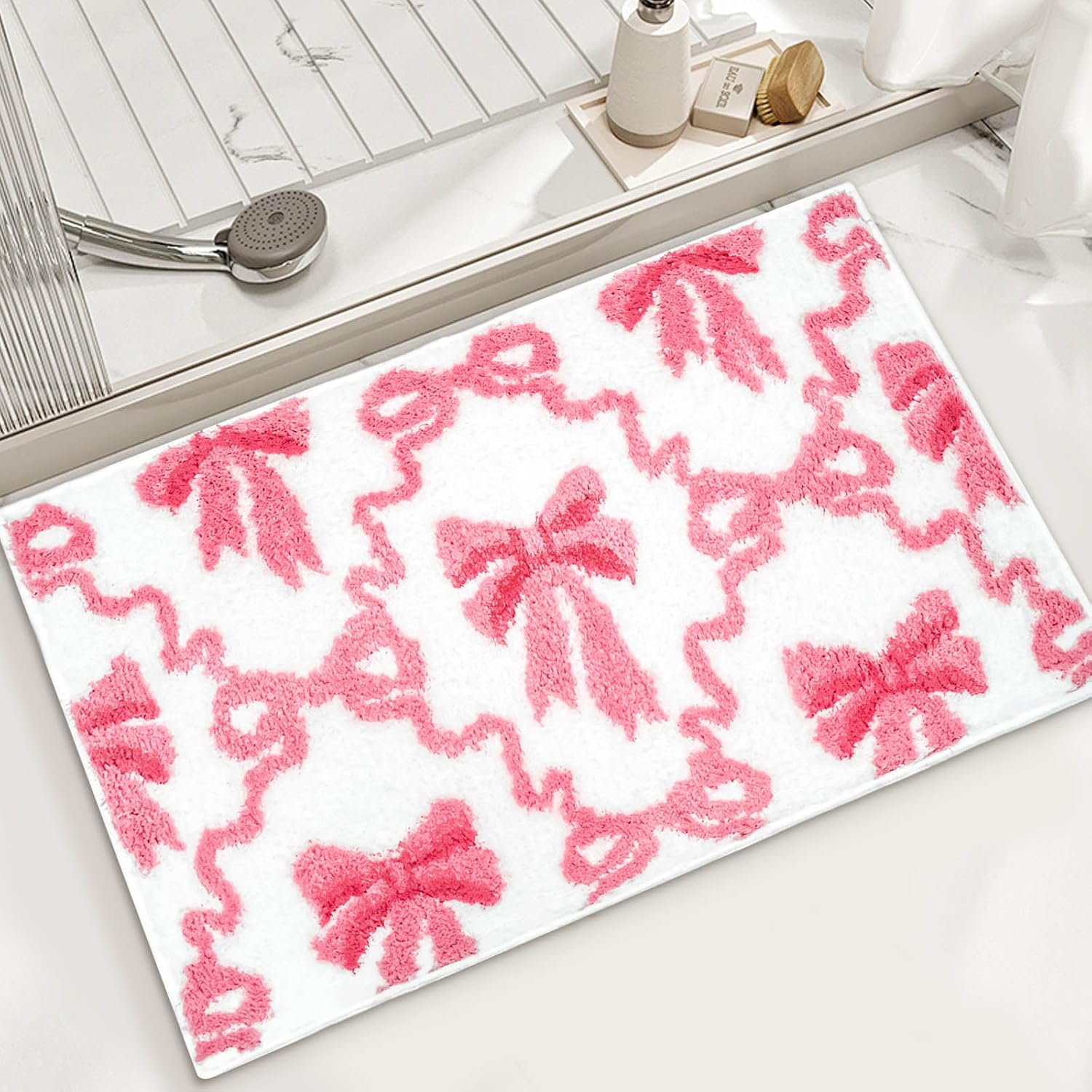 Red Barrel Studio® Pink Cute Bath Mat For Bathroom Non Slip Absorbent ...