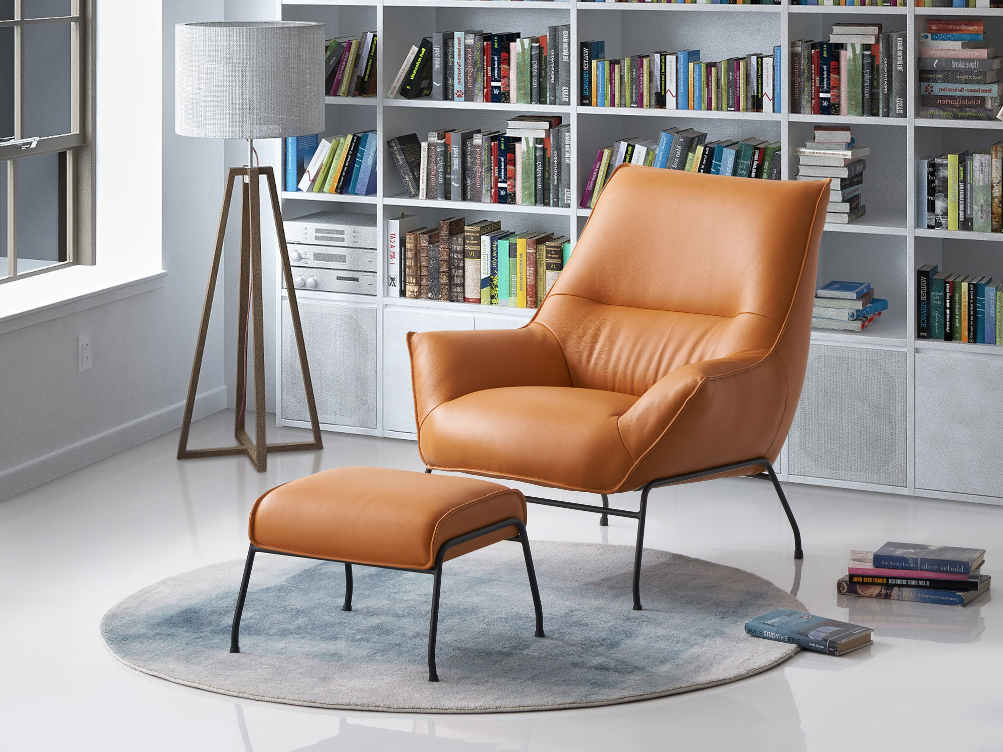 Corrigan Studio® Leather Accent Chair & Ottoman | Wayfair