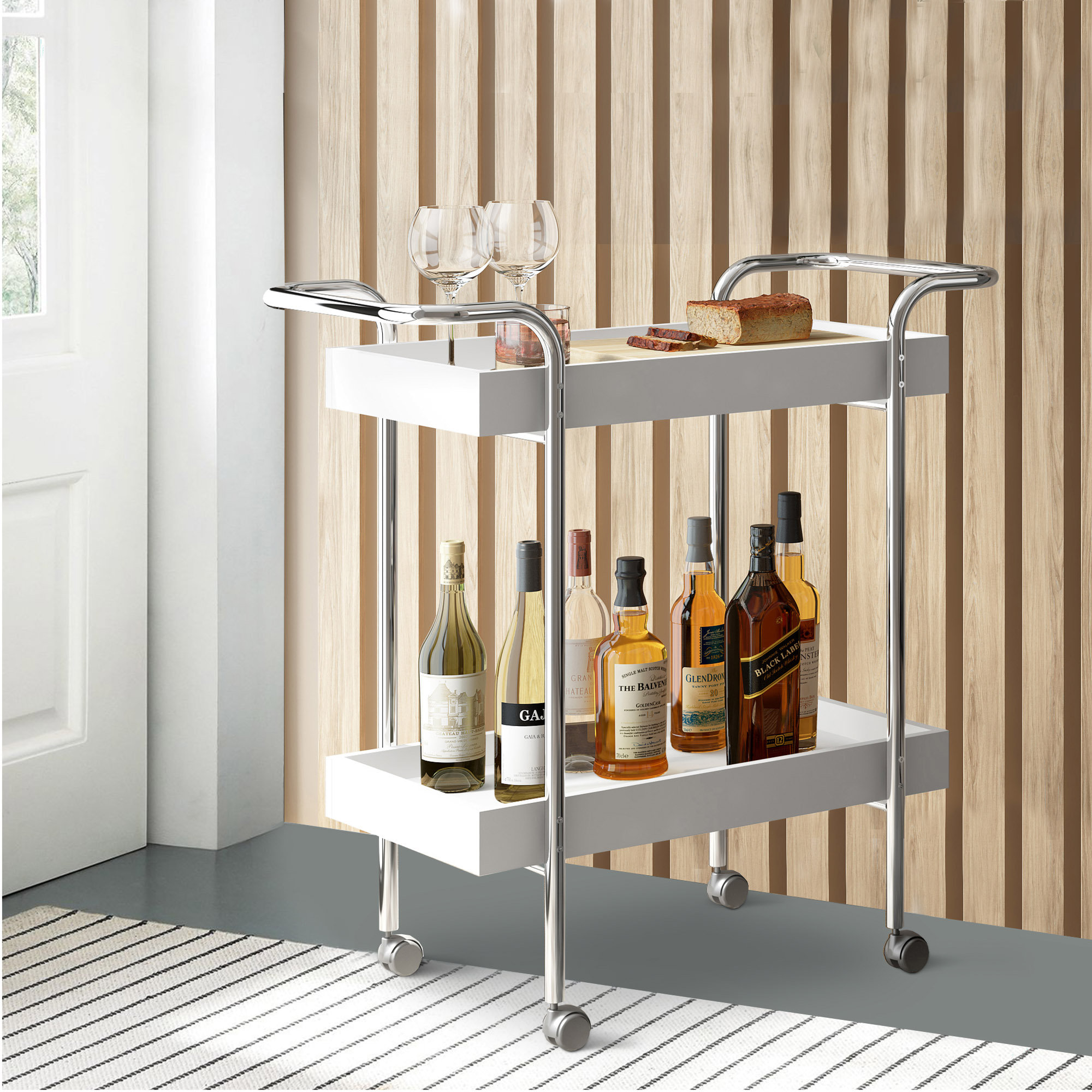 Wrought Studio Storage Cart With 2 Tier Design And Metal Frame | Wayfair