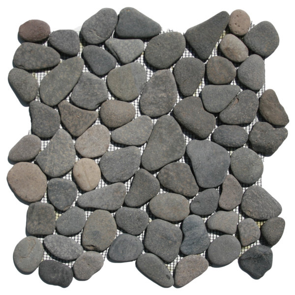 CNKTile Banten Random Natural Stone Mosaic Island Gray Tile Mesh-Backed ...