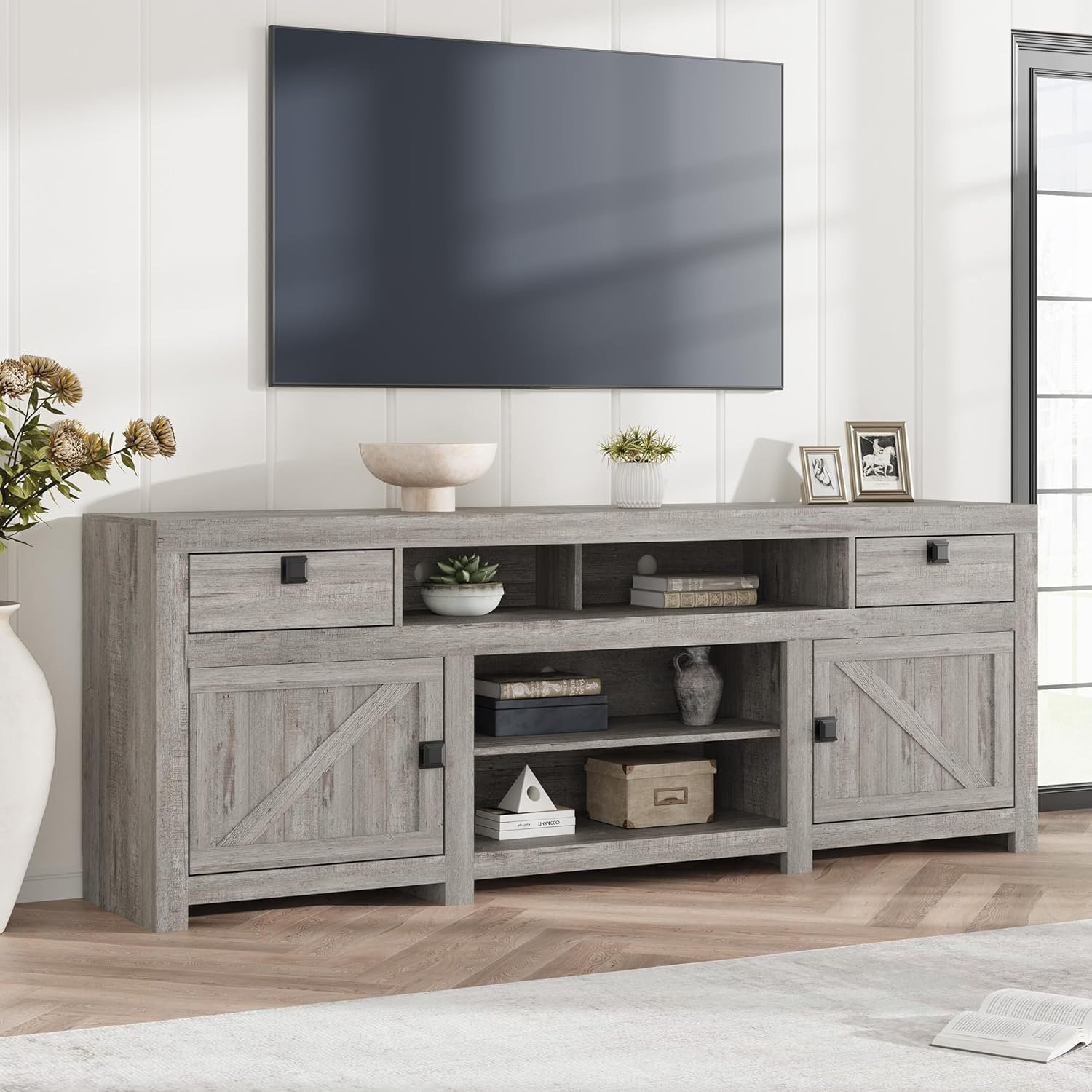 Winston Porter Farmhouse TV Stand for 75/80 Inch TVs, 70" Long ...