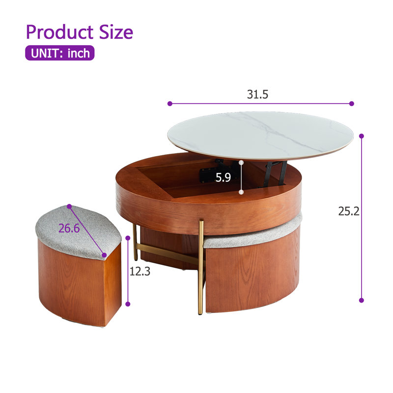 Brayden Studio® Doughlin Modern Round Lift-Top Coffee Table In White ...