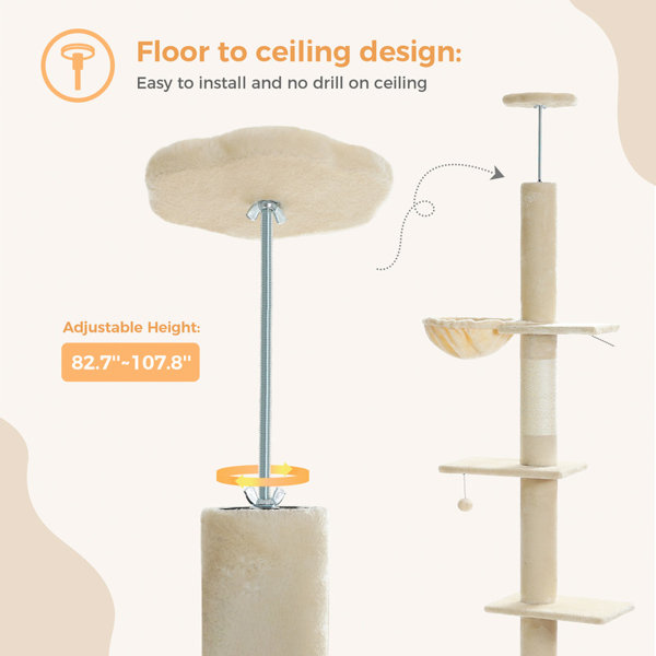 Archie & Oscar™ 108" Hight Cat Tree Floor To Ceiling, Tall Cat Tower ...