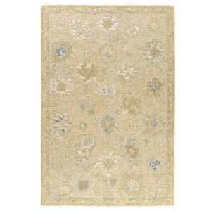 Bungalow Rose Traditional Floral Filigree Hand-Tufted Wool Indoor Area ...