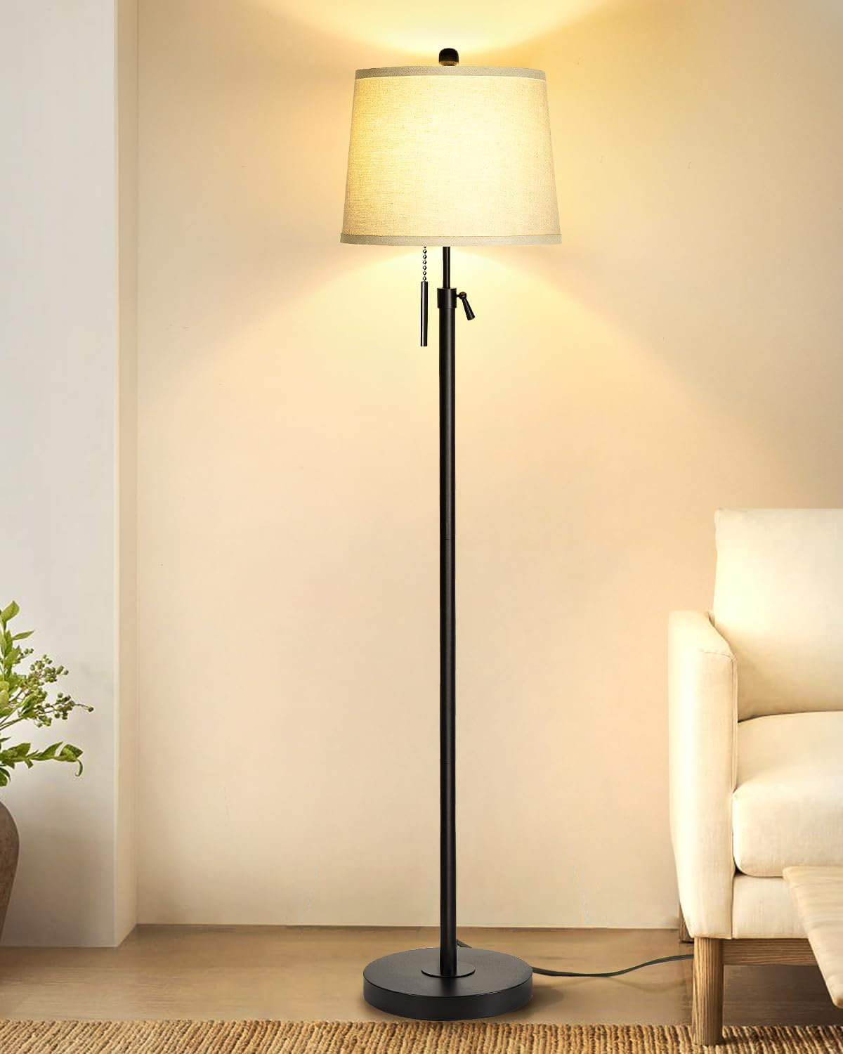 Ebern Designs Tall Standing Lamp With 3 Color Temperatures Modern Brass ...