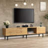George Oliver Modern TV Stand with 4 Cabinets & Open Shelves, LED Light ...