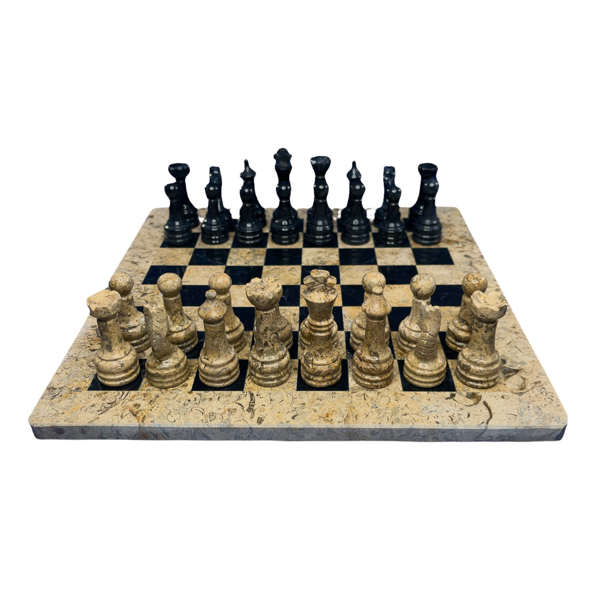 Marble Cultures 16" Coffee And Black Handmade Marble Chess Set | Large ...