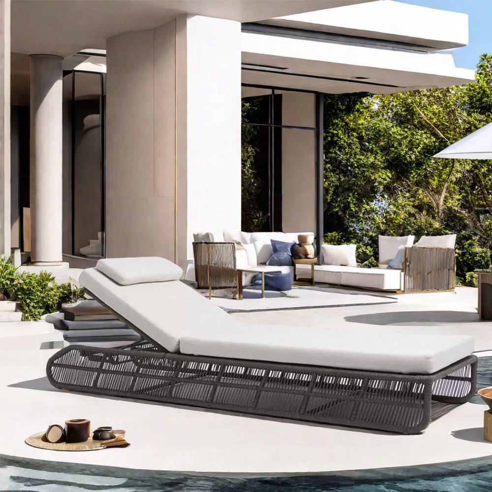 Elegant Home Furnishings.s Outdoor Braided Rope Patio Chaise Lounge ...