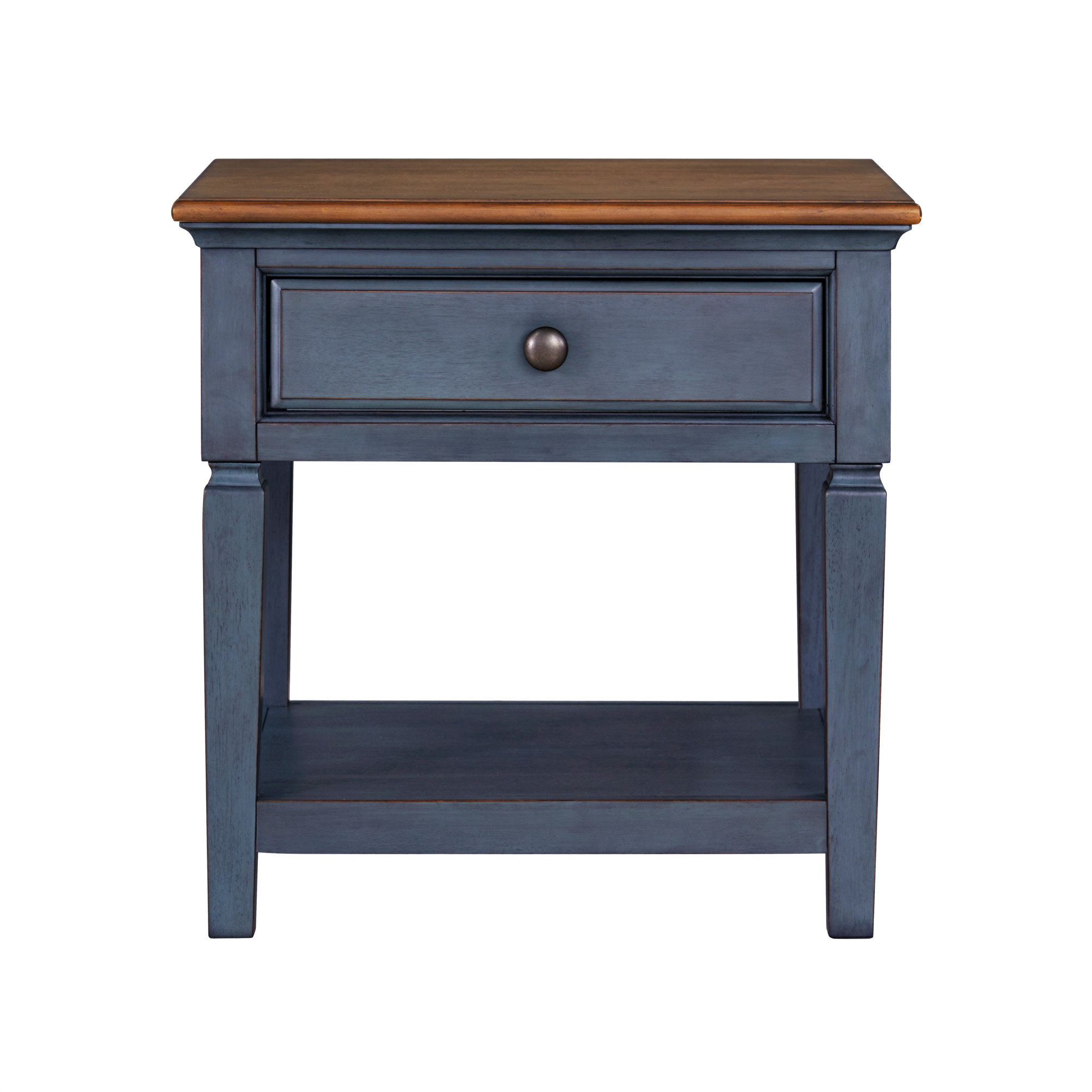 Highland Dunes 24 Inch End Table, Corduroy Blue Finish, Minimal ...