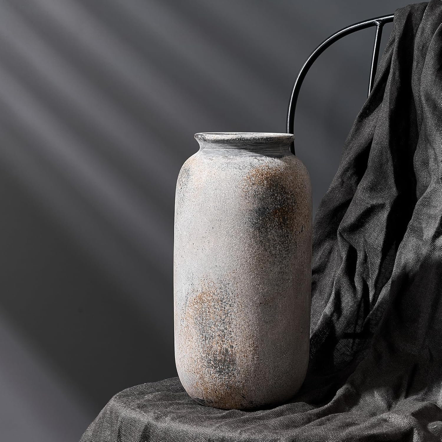 Gracie Oaks Large Ceramic Farmhouse Vase - Rustic Vintage Flower Pottery For Home Decor ...