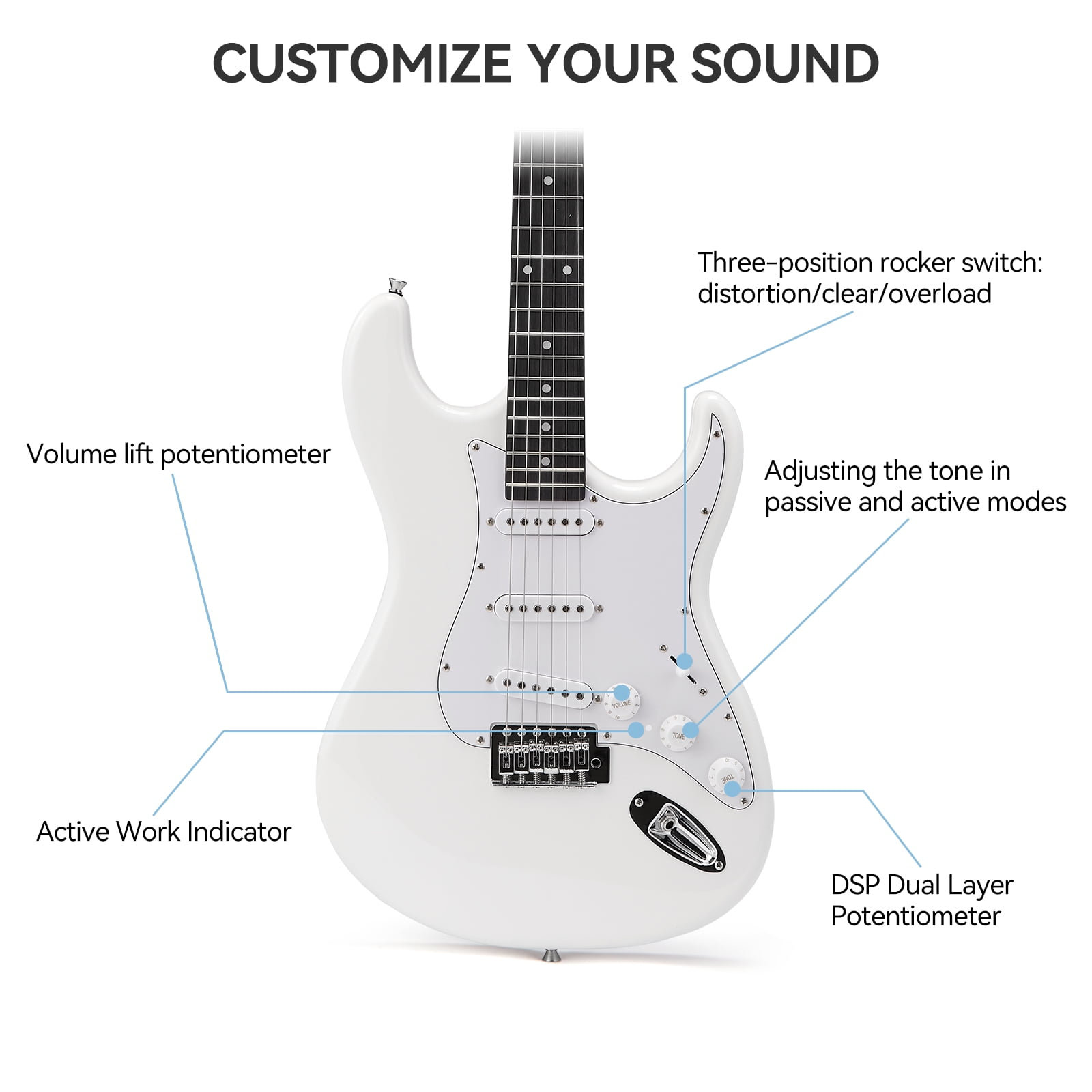 Belleze 39" Electric Guitar Kit, 10 Three Single Effectors, with ...