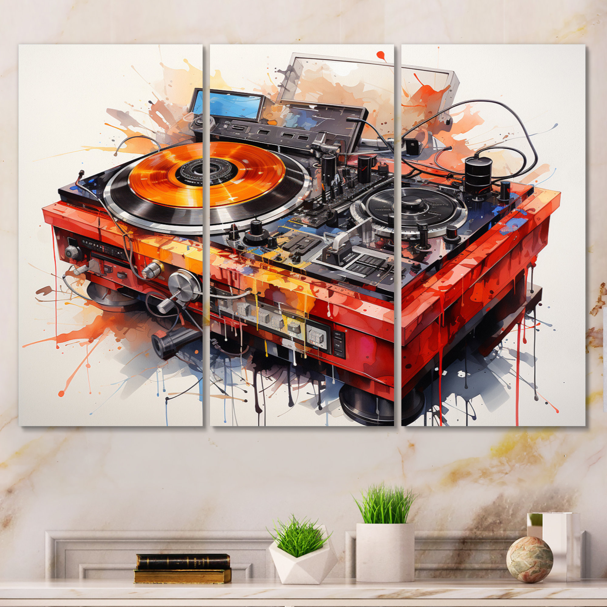 Ebern Designs Abstract Turntables Music Boom Boxes II - Music Wall Art ...
