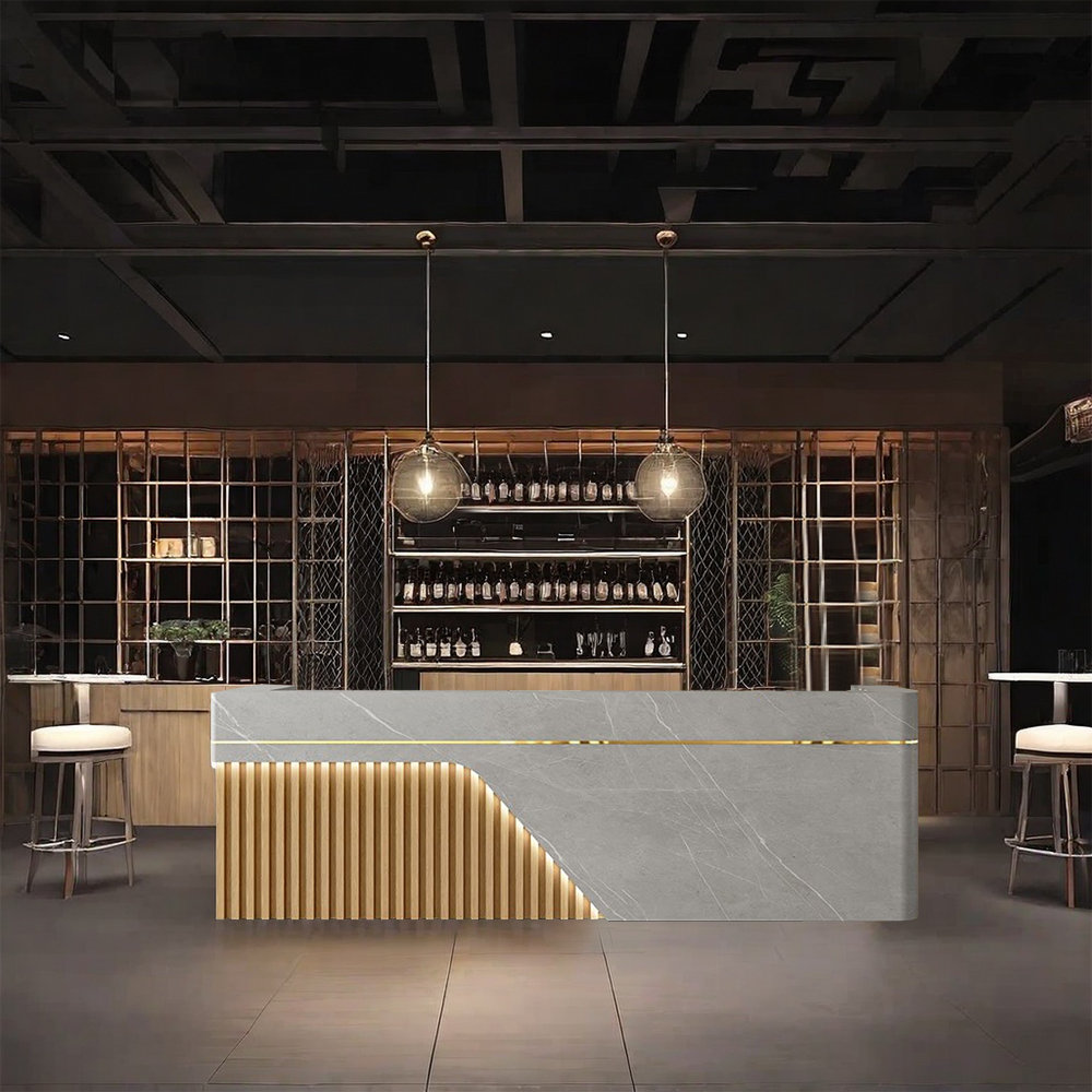 NBNKK Reception desk Front desk Large Vintage Bar Counter with Single ...