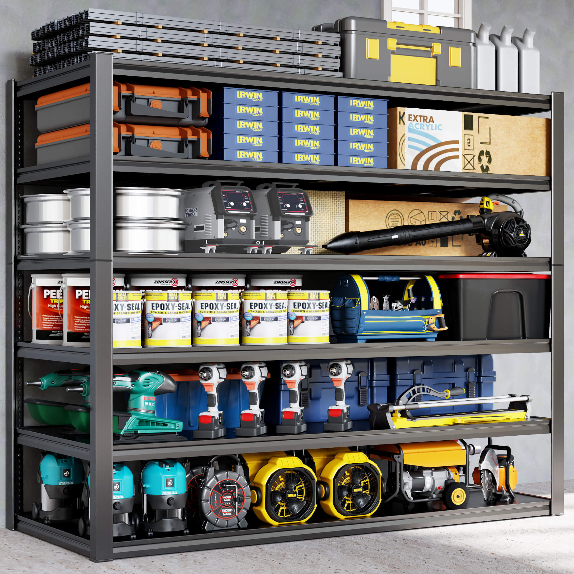 Rebrilliant Garage Shelving Heavy Duty, Metal Shelves With 6 Tier ...