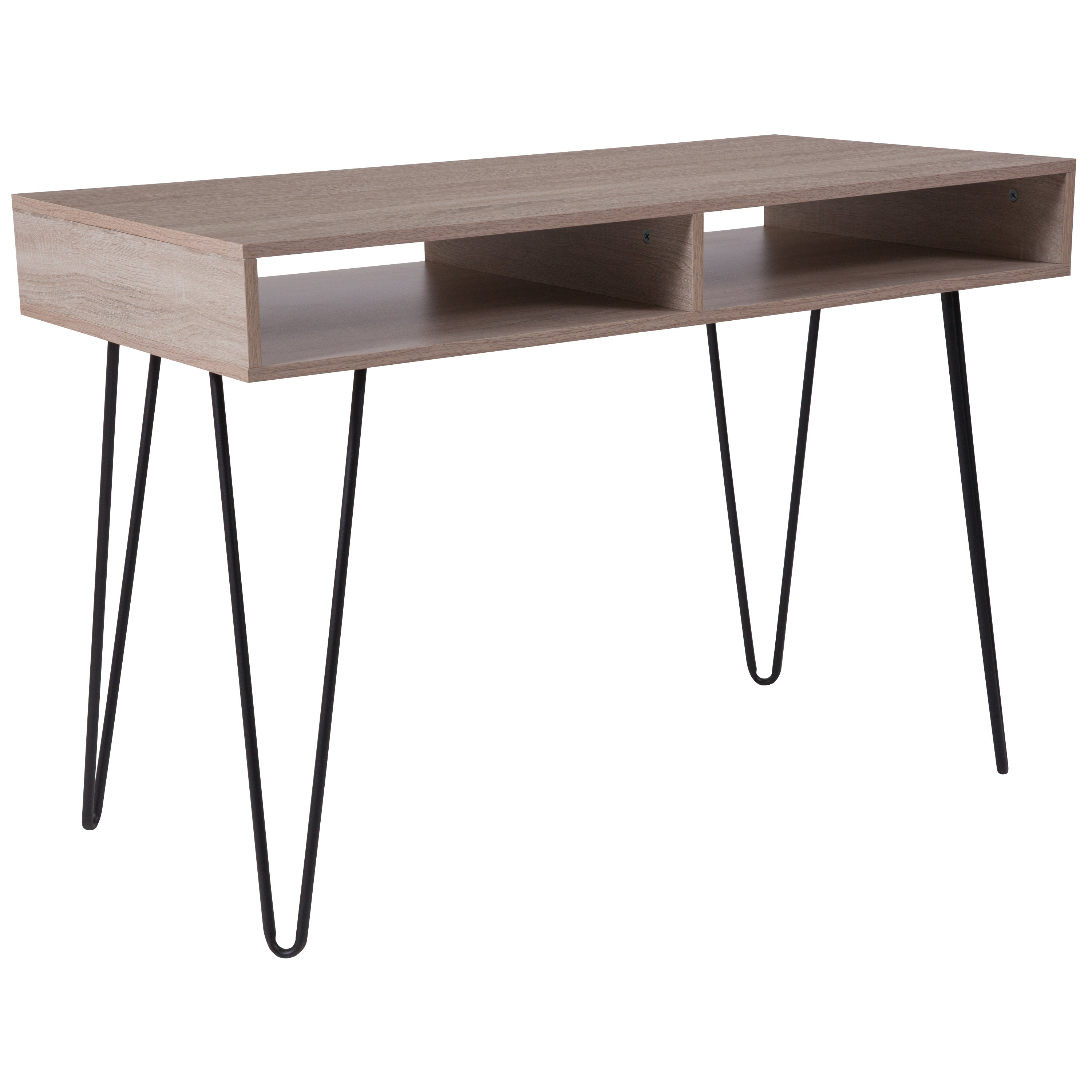 George Oliver Amarion Oak Wood Grain Finish Computer Table with Metal ...