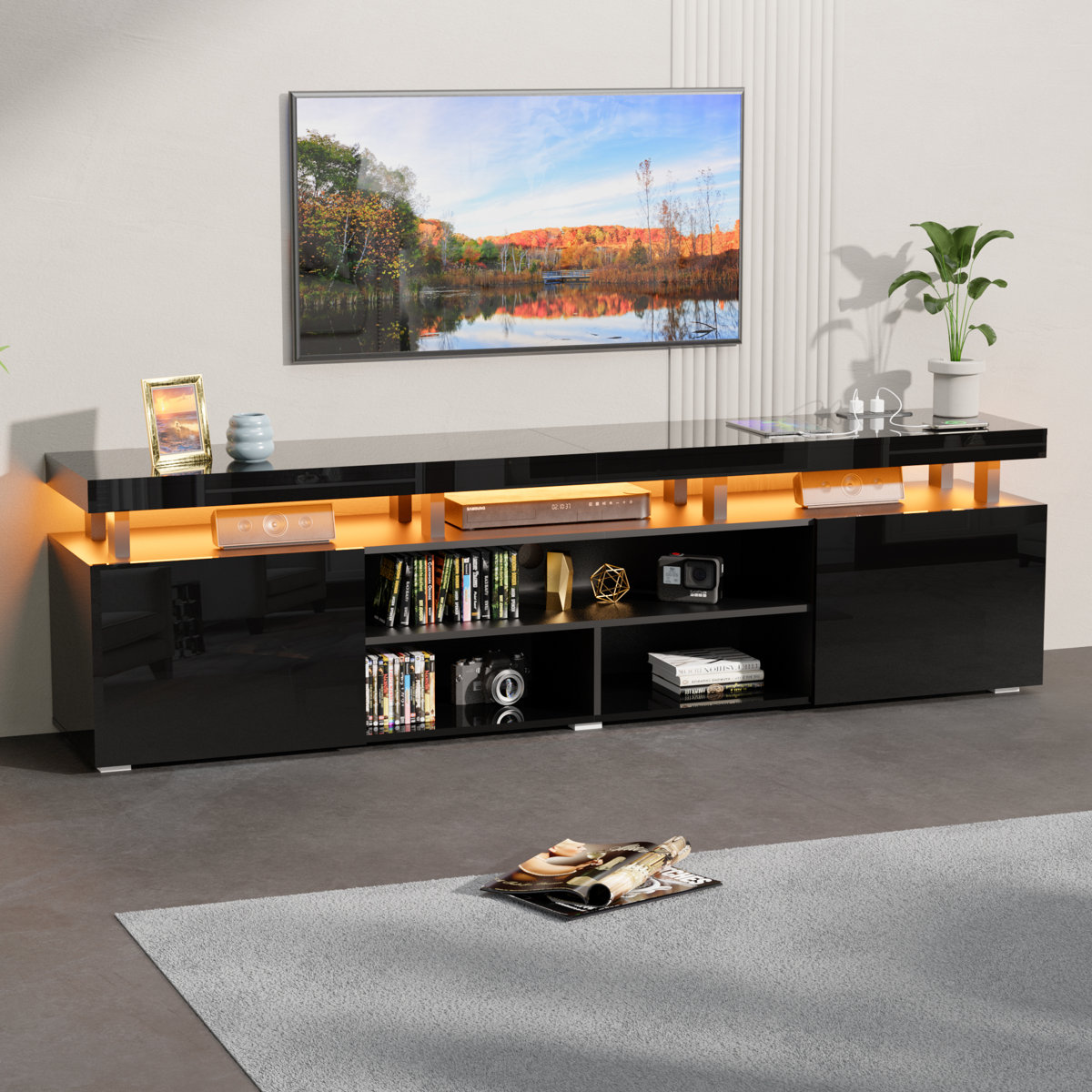 Wrought Studio™ LED TV Stand For Up To 90 Inch Tvs, Modern ...
