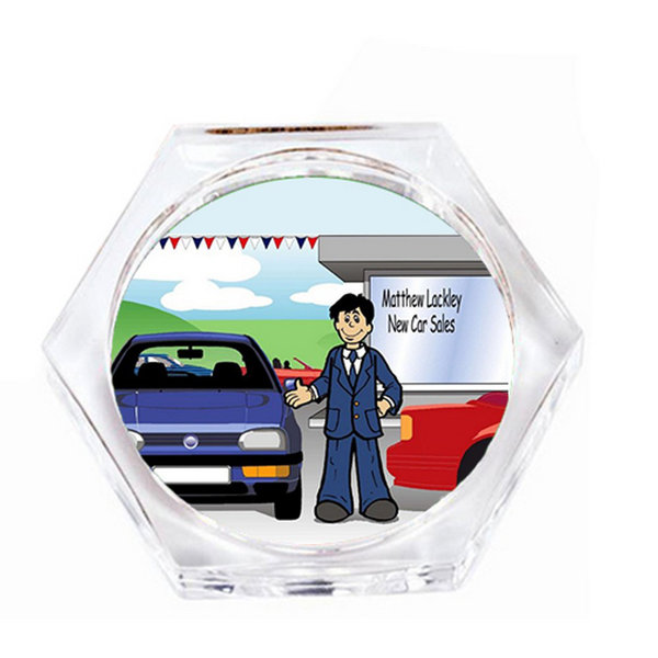 Printed Perfection Personalized Car Sales Male Drink Coaster Gift Set ...