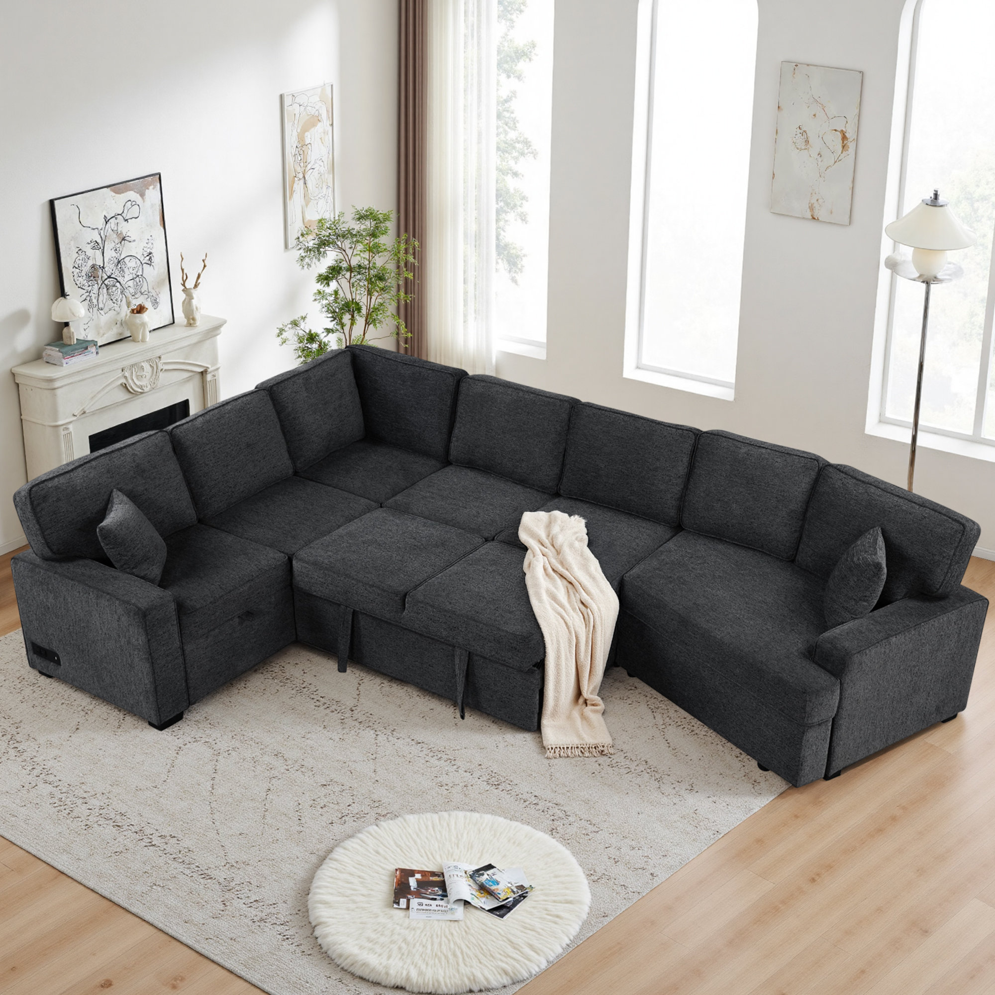 Latitude Run® L-shaped Sofa Sectional Sofa Couch For Living Room Pull ...