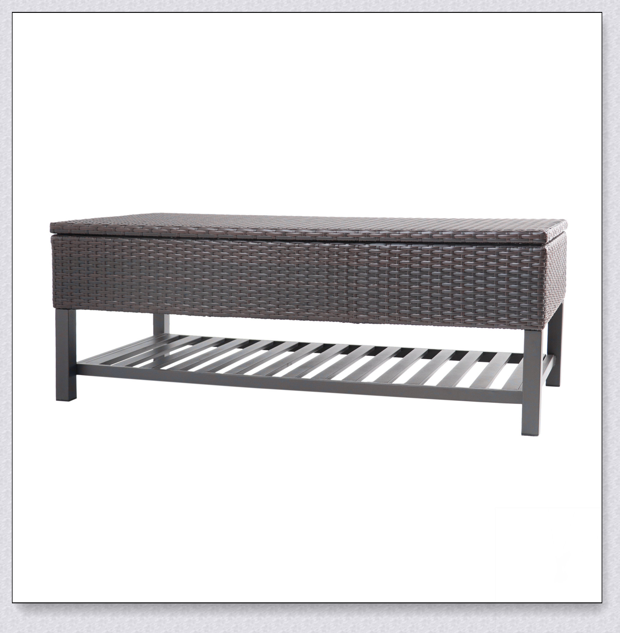 Latitude Run® REGENT STORAGE BENCH WITH METAL RACK Versatility, modern ...