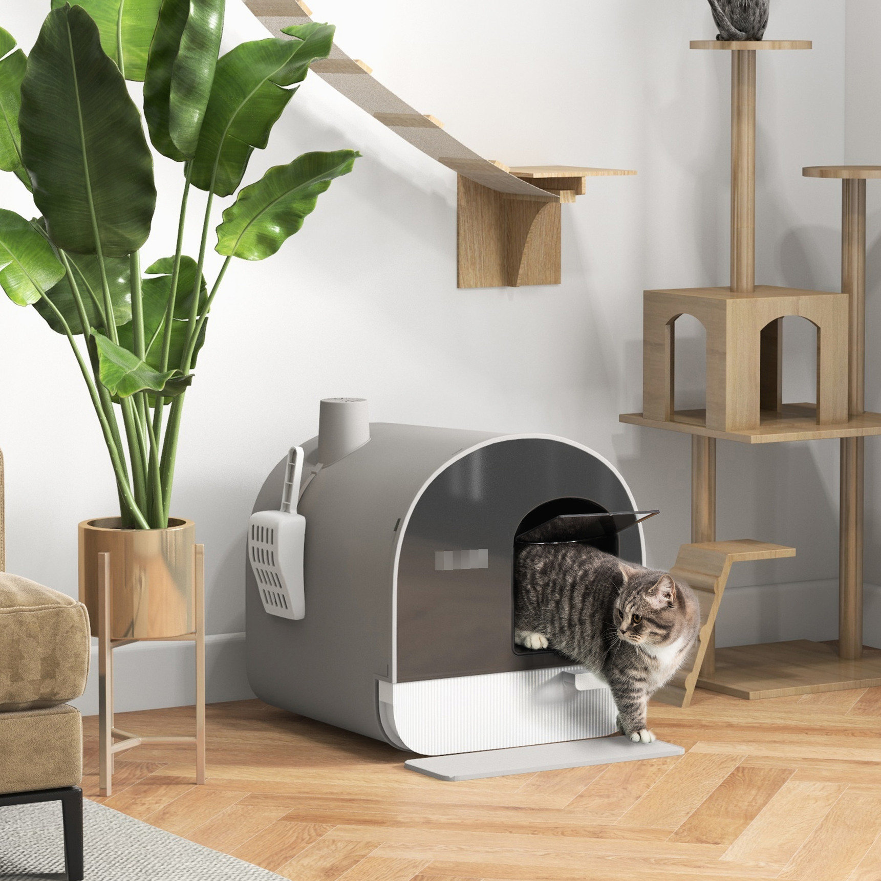 Tucker Murphy Pet™ Cat Litter Box With Lid, 17"x17"x18.5", Gray ...