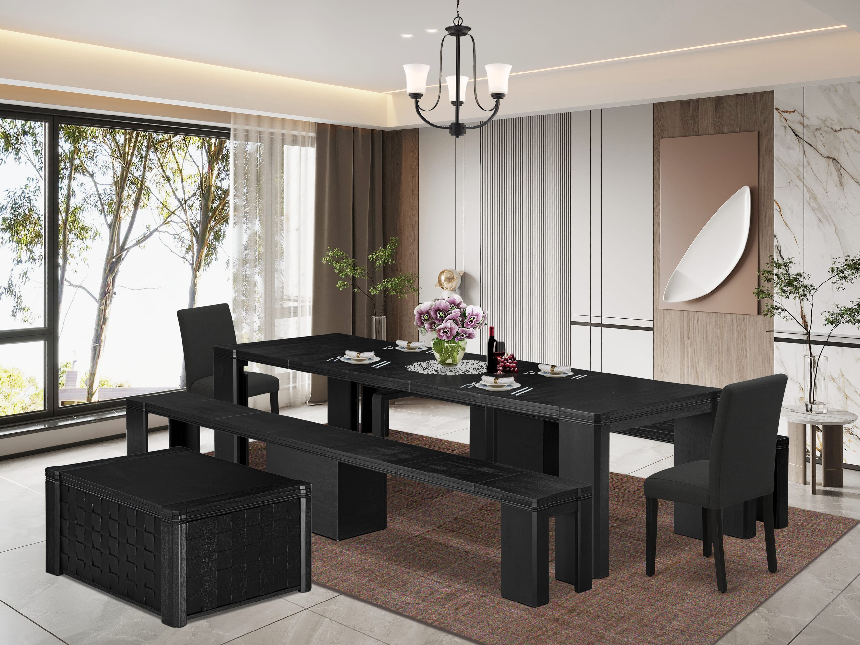 Red Barrel Studio® 6 Pieces Extendable Dining Set Includes a Rectangle ...