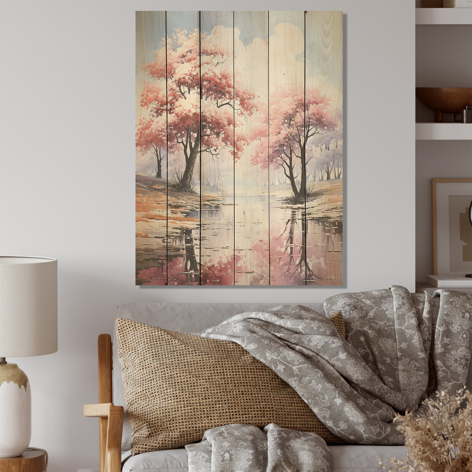 Lark Manor™ Pink Maple Trees Landscape - Tree Maple Wood Art On Natural ...