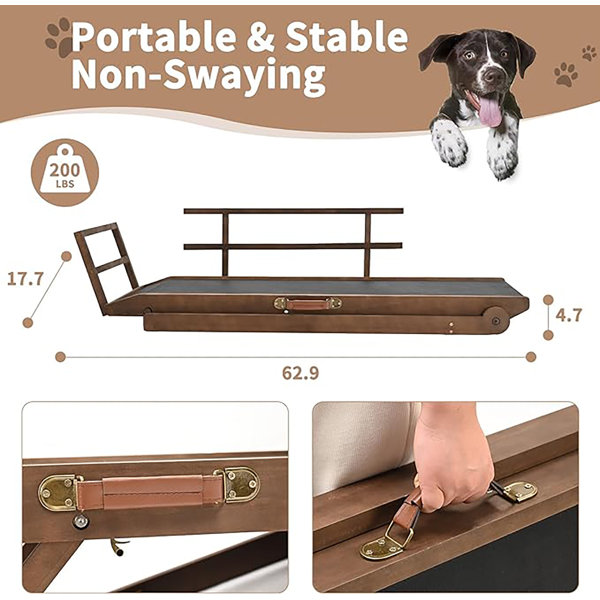 Tucker Murphy Pet™ 62.9in Adjustable Portable Wooden Dog Ramp For Dogs ...