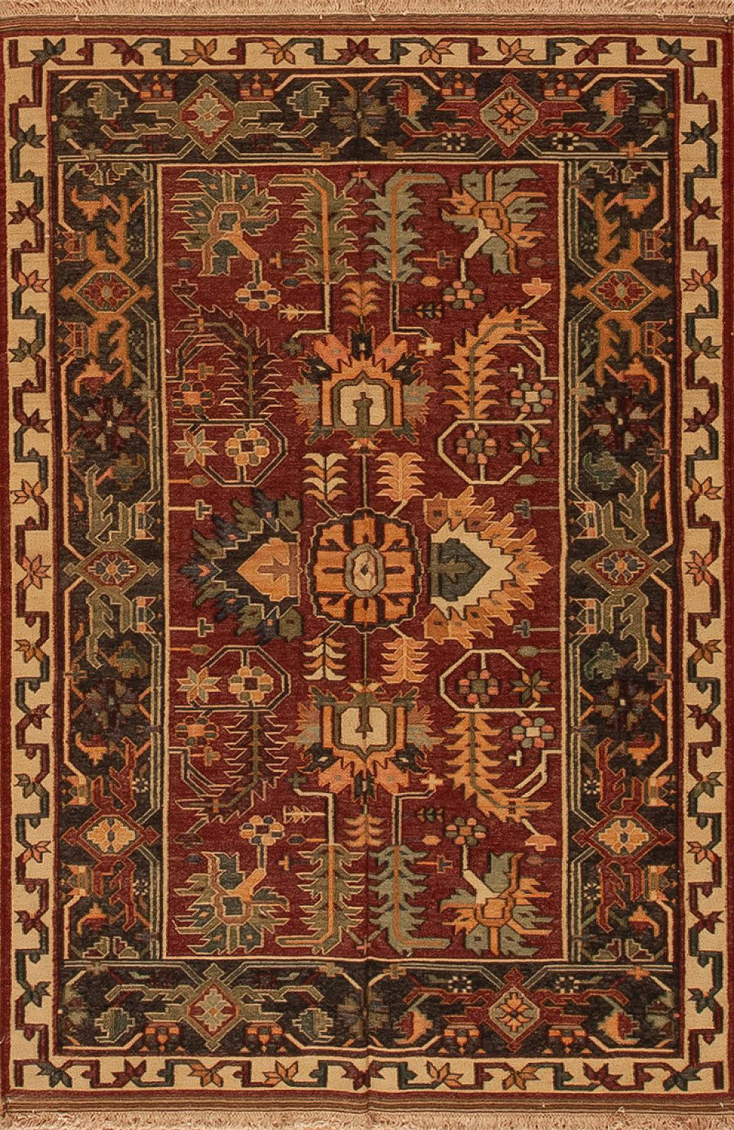 Samad Rugs Discovery Rectangle 4'3" x 6'4" Area Rug in Brown/Beige/Red ...